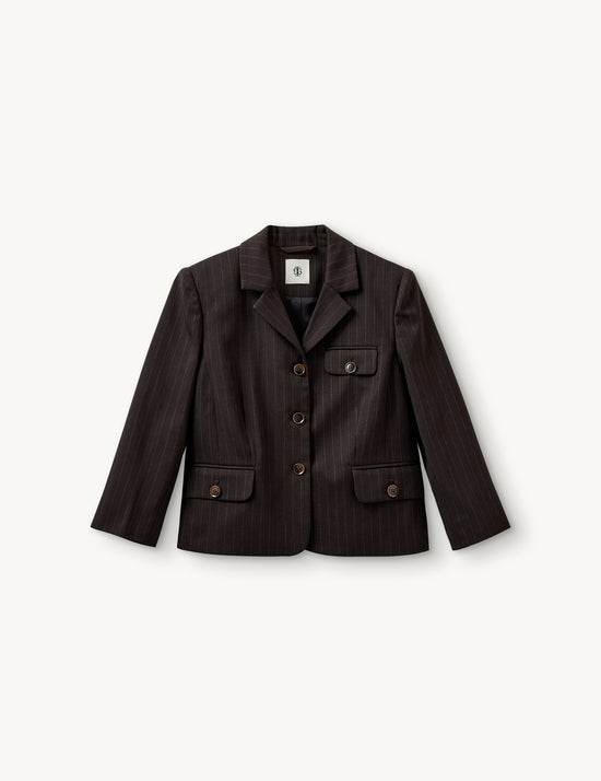 Andora Short Jacket Dark Brown Pinstripes